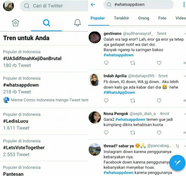 Tagar WhatsApp Down Jadi Trending Topik, Berikut Cuitan Kocak Warganet
